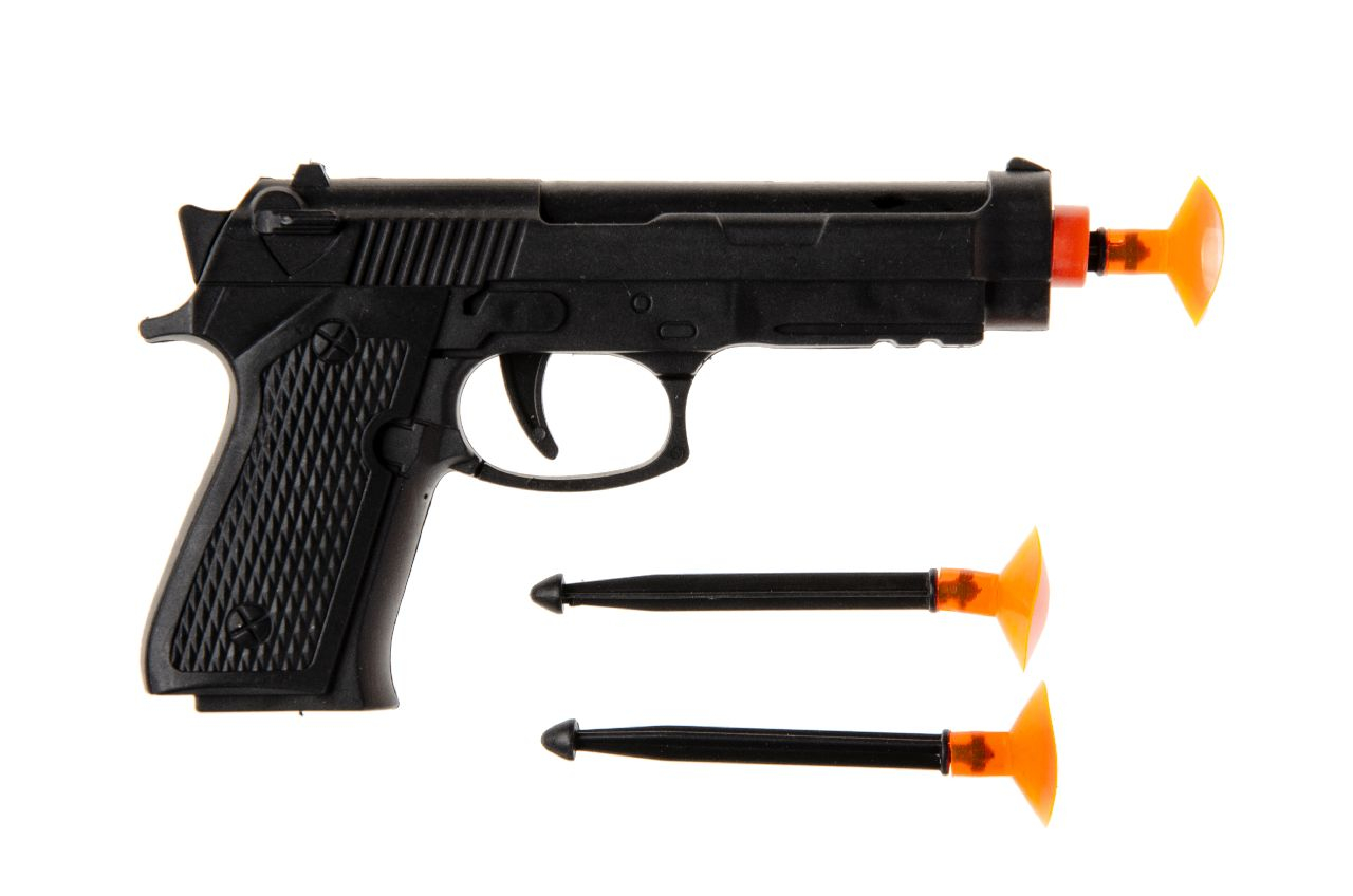 PISTOOL ZWART MET ZUIGNAP KOGELS - Kinderverrassingen